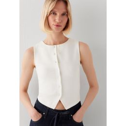 Muscleshirt Mavi "BUTTONED FASHION JERSEY", Damen, Gr. L, antique wei&szlig;, 50% Viskose, 46% Polyester, 4% Elastan, figurbetont, Serafino, Shirts, Top gekn&ouml;pft
