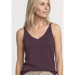 T-Shirt Street One, Damen, Gr. 38, rustic rouge, Stoff, 53% Polyester, 29% Viskose, 10% Metallfasern, 8% Polyamid, unifarben, comfort fit normal, V-Ausschnitt, abgesteppt, Shirts T-Shirt, mit Glitzer-Details