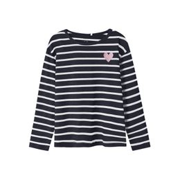 Langarmshirt name it "NKFTOVELINA LS NREG TOP", Jungen, Gr. 116, schwarz sapphire stripes:hellwei&szlig;, sweet dreams heart, Jersey, Obermaterial: 100% Baumwolle, bedruckt, gestreift, regular fit normal, Rundhals, Shirts Langarmshirt, Baumwolle, regular fit