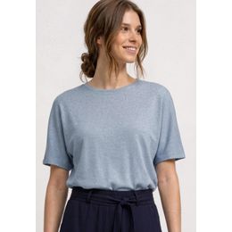 T-Shirt Street One, Damen, Gr. 34, cashmere blau, Stoff, 53% Polyester, 29% Viskose, 10% Metallfasern, 8% Polyamid, unifarben, comfort fit normal, Rundhals, normaler Saum, Shirts T-Shirt, mit Glitzer-Details