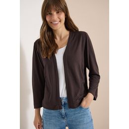 3/4-Arm-Shirt Cecil, Damen, Gr. L (42), braun cacao, Jersey, Obermaterial: 65% Viskose, 35% Polyester, unifarben, l&auml;ssig geschnitten h&uuml;ftbedeckend, Rundhals, abgesteppte Kante, Shirts 3/4-Arm-Shirt, Offene Jacke in Unifarbe mit 3/4-Arm
