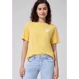 T-Shirt Street One, Damen, Gr. 36, snap gelb, Web, 100% Baumwolle, unifarben, normal normal, Rundhals, abgesteppt, Shirts T-Shirt, aus reiner Baumwolle