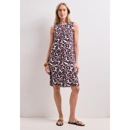 Sommerkleid Street One, Damen, Gr. 36, EURO-Gr&ouml;&szlig;en, rustic rouge, Stoff, 100% Viskose, gemustert, normal ca. Mitte Oberschenkel, Rundhals, abgesteppt, Kleider Sommerkleid, aus Viskose