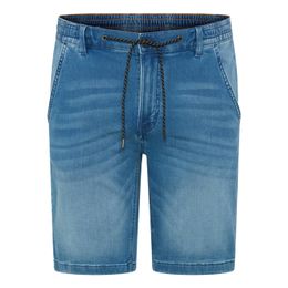 Jogg-Jeansbermudas Arizona, Herren, Gr. 48, N-Gr, blau used, Denim/Jeans, Obermaterial: 98% Baumwolle, 2% Elasthan, unifarben, regular fit kniefrei, Jeans, Regular Fit, gerades Bein, niedrige Leibh&ouml;he, mit Kordelzug
