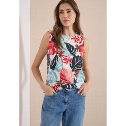Shirttop Cecil, Damen, Gr. L (42), light alabaster wei&szlig;, Jersey, Obermaterial: 50% Baumwolle, 50% Modal, bedruckt, gebl&uuml;mt, h&uuml;ftbedeckend, Rundhals, Tops Shirttop, Sommertop mit Rundhals und Bl&auml;tterprint