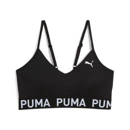 Sport-BH Puma "MOVE STRONG BRA - LOW", Damen, Gr. L, N-Gr, Puma schwarz, Interlock, Obermaterial: 85% Polyester, 15% Elasthan, schmal, BHs Sport-BH, mit verstellbaren Tr&auml;gern, mit herausnehmbaren Polstern