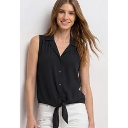 Blusentop Street One, Damen, Gr. 34, schwarz, Stoff, 100% Viskose, unifarben, klassisch normal, V-Ausschnitt, normaler Saum, Blusen Blusentop, in Unifarbe