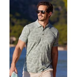 Poloshirt Lerros "Poloshirt mit stylishem Blumen-Print und bequemen B&uuml;ndchen", Herren, Gr. L, bay gr&uuml;n, 100% Baumwolle, ohne Ausschnitt, Shirts