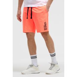 Sweatshorts CAMP DAVID, Herren, Gr. L, Normalgr&ouml;&szlig;en, neon flame, Material: 60% Polyester, 40% Baumwolle, unifarben, relaxed fit knielang, Hosen Sweatshorts, mit Elastikbund & seitlichen Taschen