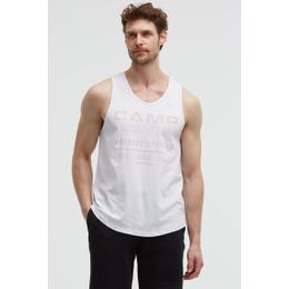 Tanktop CAMP DAVID, Herren, Gr. S, wei&szlig;, Single Jersey, Material: 95% Baumwolle, 5% Elasthan, bedruckt, regular fit normal, Rundhals, Tops Tanktop, aus Baumwolle