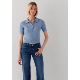 Polokragenpullover Mavi "POLO COLLAR SWEATER", Damen, Gr. L, ashley blau, Feinstrick, 49% Viskose, 31% Polyester, 20% Polyamid, k&ouml;rpernah normal, ohne Ausschnitt, normaler Saum, Pullover, Top Strick