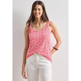 Tr&auml;gertop Street One, Damen, Gr. 34, salsa rot, Stoff, 95% Viskose, 5% Elasthan, gemustert, normal normal, V-Ausschnitt, abgesteppt, Tops Tr&auml;gertop, Jersey