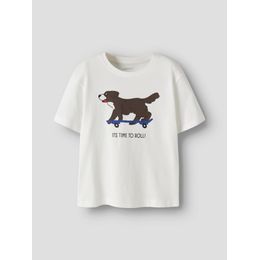 Rundhalsshirt name it "NMMKASIL SS NREG TOP PB", M&auml;dchen, Gr. 104, wispy clouds, Jersey, Obermaterial: 100% Baumwolle, bedruckt, regular fit normal, Rundhals, Shirts Rundhalsshirt, Baumwolle, regular fit