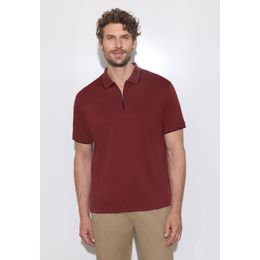 Poloshirt Street One MEN, Herren, Gr. L (42), rot (burnt crimson rot), Web, 100% Baumwolle, unifarben, normal normal, hoch geschlossener Ausschnitt, abgesteppt, Shirts, mit Zipper
