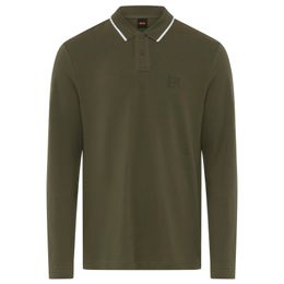 Langarm-Poloshirt BOSS Orange, Herren, Gr. L, gr&uuml;n (bright gr&uuml;n325), Jersey, Obermaterial: 100% Baumwolle, unifarben, regular fit normal, Rundhals, abgesteppte Kante, Shirts, Regular Fit, reine Baumwolle, BOSS-Label