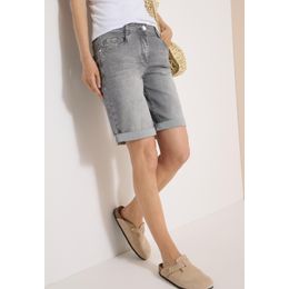 Loose-fit-Jeans Cecil, Damen, Gr. 31, mid grau used wash, Jeans, 78% Baumwolle, 20% Polyester, 2% Elasthan, unifarben, kurz, Jeans, Middle Waist