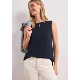 Shirttop Street One, Damen, Gr. 34, tiefblau, Jersey, Obermaterial: 50% Baumwolle, 50% Modal. Futter: 100% Baumwolle, unifarben, tailliert h&uuml;ftbedeckend, Rundhals, Tops Shirttop, und Cut-Out-Detail