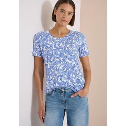 T-Shirt Cecil, Damen, Gr. XL (44), vanillewei&szlig;, Web, 50% Baumwolle, 50% Modal, Paisley, normal normal, Rundhals, abgesteppt, Shirts T-Shirt, bestehend aus einem Materialmix