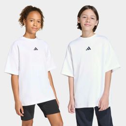 T-Shirt adidas Sportswear "J FI OVSZ TEE", M&auml;dchen, Gr. 128, wei&szlig;, schwarz, Obermaterial: 53% Baumwolle, 47% Polyester, Rundhals, Shirts T-Shirt