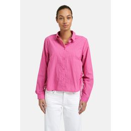 Smith & Soul Langarmbluse SMITH & SOUL, Damen, Gr. L, fuchsia, Web, Material: 82% Baumwolle, 18% Polyamid, gestreift, regular fit kurz, hoch geschlossener Ausschnitt, &Auml;rmel mit &Auml;rmelschlitz 1-Knopf-Manschette, Blusen, mit Baumwolle