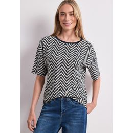 Shirttop Street One, Damen, Gr. 34, tiefblau, Jersey, Obermaterial: 95% Viskose, 5% Elasthan, gemustert, normal h&uuml;ftbedeckend, Rundhals, Tops Shirttop, Sommershirt mit Allover-Print