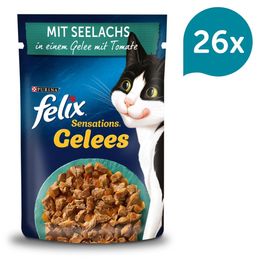 FELIX Sensations Gelees mit Seelachs & Tomate Katzen-Nassfutter ohne k&uuml;nstliche Aroma- und Farbstoffe 26x85g