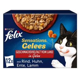 FELIX Sensations Gelees Geschmacksvielfalt vom Land Katzen-Nassfutter ohne k&uuml;nstliche Aroma- und Farbstoffe 12x85g