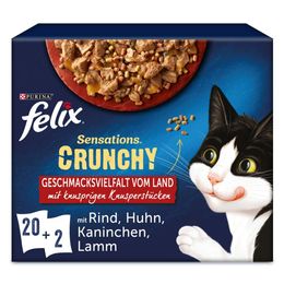 FELIX Sensations Crunchy in Gelee Geschmacksvielfalt vom Land 20x84g +2x40g Knusperst&uuml;ckchen
