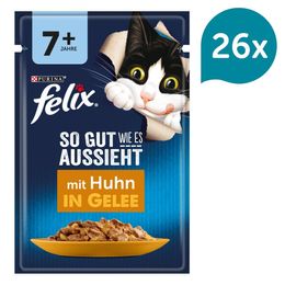 FELIX So gut wie es aussieht Senior mit Huhn Katzen-Nassfutter f&uuml;r &auml;ltere Katzen 26x85g