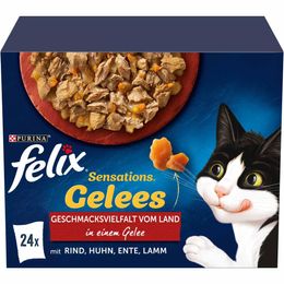 FELIX Sensations Gelees Geschmacksvielfalt vom Land Katzen-Nassfutter ohne k&uuml;nstliche Aroma- und Farbstoffe 24x85g