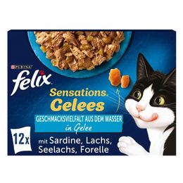 FELIX Sensations Gelees Geschmacksvielfalt aus dem Wasser Katzen-Nassfutter ohne k&uuml;nstliche Aroma- und Farbstoffe 12x85g