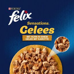 FELIX Sensations Gelees mit Huhn & Karotte Katzen-Nassfutter Alleinfuttermittel 26x85g