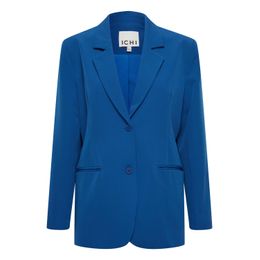 Blusenblazer Ichi "Blazer IHLEXI", Damen, Gr. 36, blau (true blau), Obermaterial: 90% Polyester PES. 10% Elasthan EL., Blazer Blusenblazer