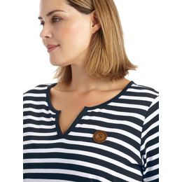 sheego Gro&szlig;e Gr&ouml;&szlig;en Jerseykleid mit Streifenmuster, tiefblau-wei&szlig;-geringelt, Gr&ouml;&szlig;e 56 - Damen