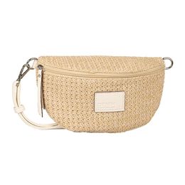 Bauchtasche Tom Tailor Denim "Rosie Raffia", Damen, Gr. B/H/T: 25cm x 15cm x 9cm, cremefarben, Polypropylen, Leinenoptik, kontrastfarbene Details, mehrfarbig, unifarben mit Farbeinsatz, Taschen, klare Formen und &uuml;berlange Quastenanh&auml;nger im Streifendesign