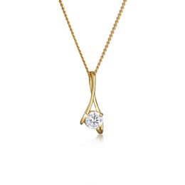 Collierkettchen Elli Premium "Zirkonia 585 Gelbgold", gold, Halsketten, Damen, 45,mit Steinen, Gelbgold 585, L: 45