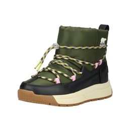 Snowboots Sorel "Sorel Stiefel Lederimitat/Textil", Damen, Gr. 37, schwarz (schwarz, gr&uuml;n), Lederimitat, Textil, Schuhe Snowboots