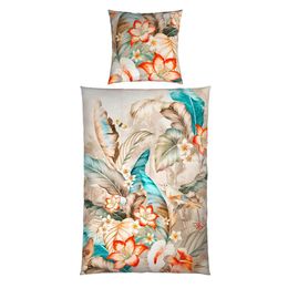 Novel Wendebettw&auml;sche Tropica, Mehrfarbig, Textil, Blume, 135x200 cm, pflegeleicht, hautfreundlich, Schlaftextilien, Bettw&auml;sche, Bettw&auml;sche, Satin-Bettw&auml;sche