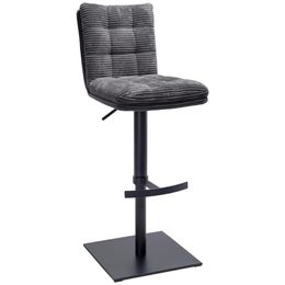 Stylife Barhocker, Blaugrau, Metall, Textil, eckig, S&auml;ule, 43x90-116x57 cm, Sitzfl&auml;che 360&deg; drehbar, Esszimmer, Barm&ouml;bel, Barhocker