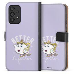 DeinDesign Galaxy A33 5G Handy Klapph&uuml;lle Handyh&uuml;lle aus Kunst Leder schwarz Flip Case The Beauty And The Beast Tassilo Disney Sideflip mit langer Lasche