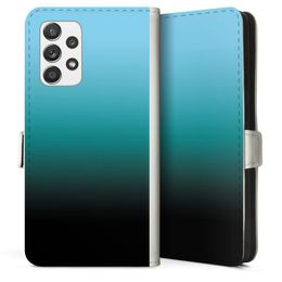 DeinDesign Galaxy A52s 5G Handy Klapph&uuml;lle Handyh&uuml;lle aus Kunst Leder wei&szlig; Flip Case Ombre Black Two-Tone Sideflip mit Lasche