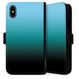 DeinDesign iPhone X Handy Klapph&uuml;lle Handyh&uuml;lle aus Kunst Leder schwarz Flip Case Ombre Black Two-Tone Sideflip mit langer Lasche