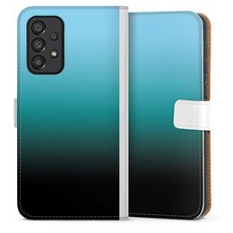 DeinDesign Galaxy A33 5G Handy Klapph&uuml;lle Handyh&uuml;lle aus Kunst Leder wei&szlig; Flip Case Ombre Two-Tone Black Sideflip mit Lasche