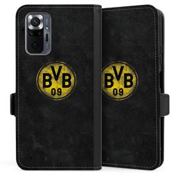DeinDesign Xiaomi Redmi Note 10 Pro Handy Klapph&uuml;lle Handyh&uuml;lle aus Kunst Leder schwarz Flip Case Merchandise Borussia Dortmund Bvb Sideflip mit langer Lasche