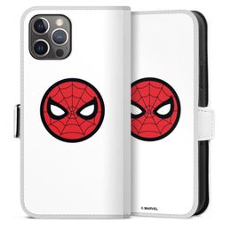 DeinDesign iPhone 12 Pro Handy Klapph&uuml;lle Handyh&uuml;lle aus Kunst Leder wei&szlig; Flip Case Merchandise Marvel Spiderman Sideflip mit Lasche