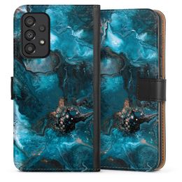 DeinDesign Galaxy A33 5G Handy Klapph&uuml;lle Handyh&uuml;lle aus Kunst Leder schwarz Flip Case Ocean Marble Blue Sideflip mit langer Lasche