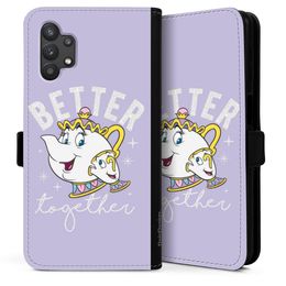 DeinDesign Galaxy A32 5G Handy Klapph&uuml;lle Handyh&uuml;lle aus Kunst Leder schwarz Flip Case The Beauty And The Beast Tassilo Disney Sideflip mit langer Lasche