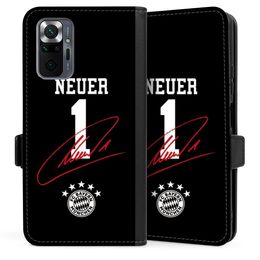 DeinDesign Xiaomi Redmi Note 10 Pro Handy Klapph&uuml;lle Handyh&uuml;lle aus Kunst Leder schwarz Flip Case Fc Bayern M&uuml;nchen Manuel Neuer Fcb Sideflip mit langer Lasche
