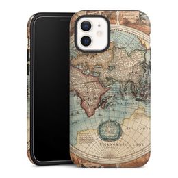 DeinDesign iPhone 12 mini Handy Panzer Handyh&uuml;lle robuste Outdoor H&uuml;lle Schutzh&uuml;lle gl&auml;nzend Vintage Map World Map Tough Case