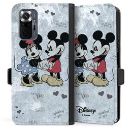 DeinDesign Xiaomi Redmi Note 10 Pro Handy Klapph&uuml;lle Handyh&uuml;lle aus Kunst Leder schwarz Flip Case Vintage Disney Sideflip mit langer Lasche